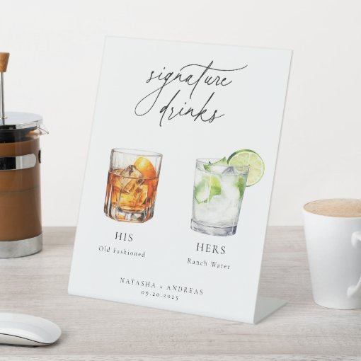 Contemporary Cocktails Signature Drinks Pedestal Sign | Zazzle