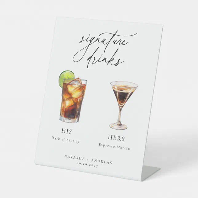 Contemporary Cocktails Signature Drinks Pedestal Sign | Zazzle