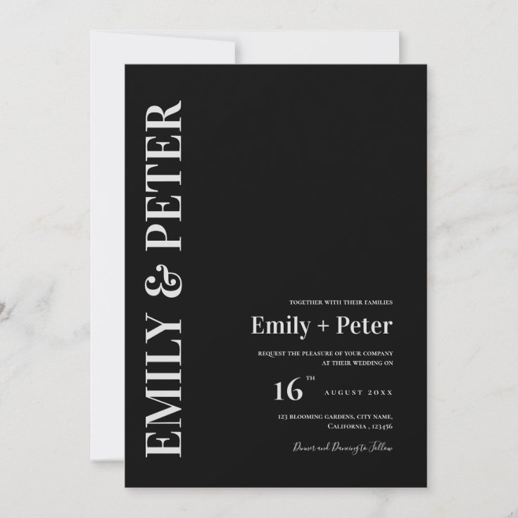 Contemporary Elegant Modern Minimalist Wedding Invitation | Zazzle