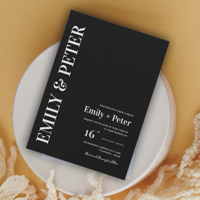 Contemporary Elegant Modern Minimalist Wedding Invitation | Zazzle