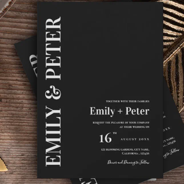 Contemporary Elegant Modern Minimalist Wedding Invitation Postcard | Zazzle