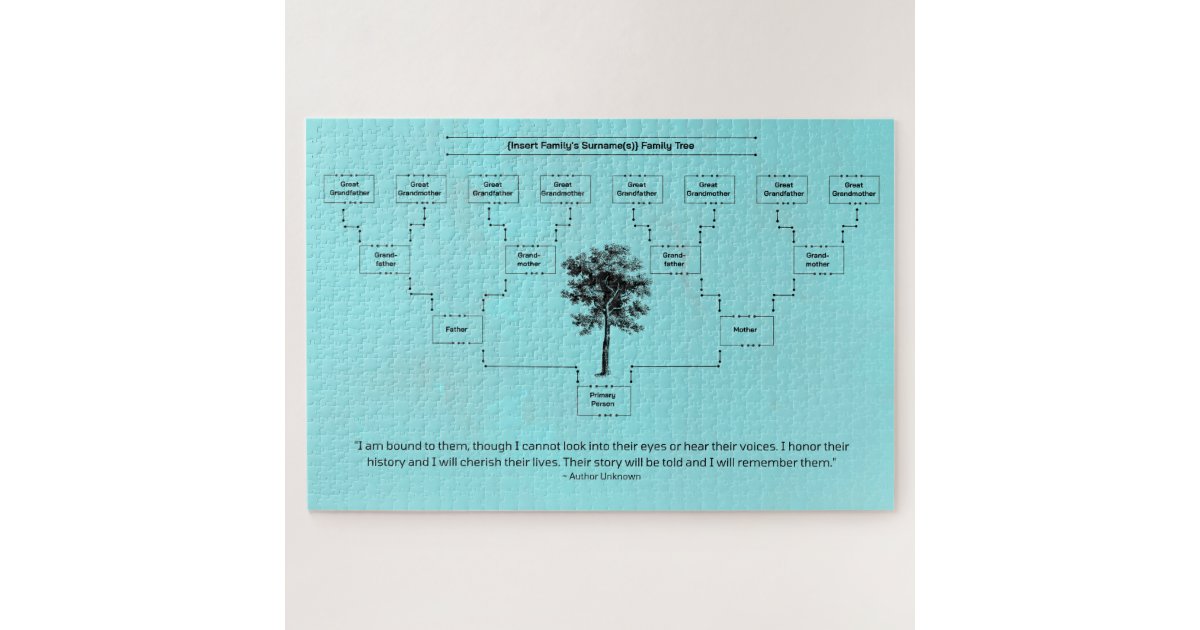 Contemporary Family Tree: Aqua Jigsaw Puzzle | Zazzle