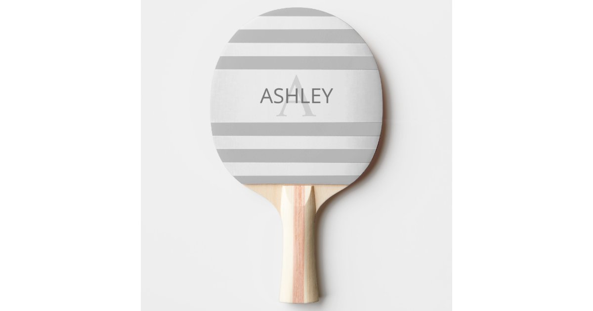 Contemporary Faux Silver Ombre Stripes & Grey Ping Pong Paddle | Zazzle