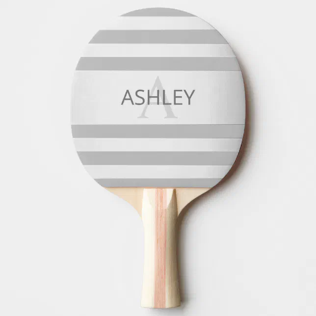 Contemporary Faux Silver Ombre Stripes & Grey Ping Pong Paddle | Zazzle