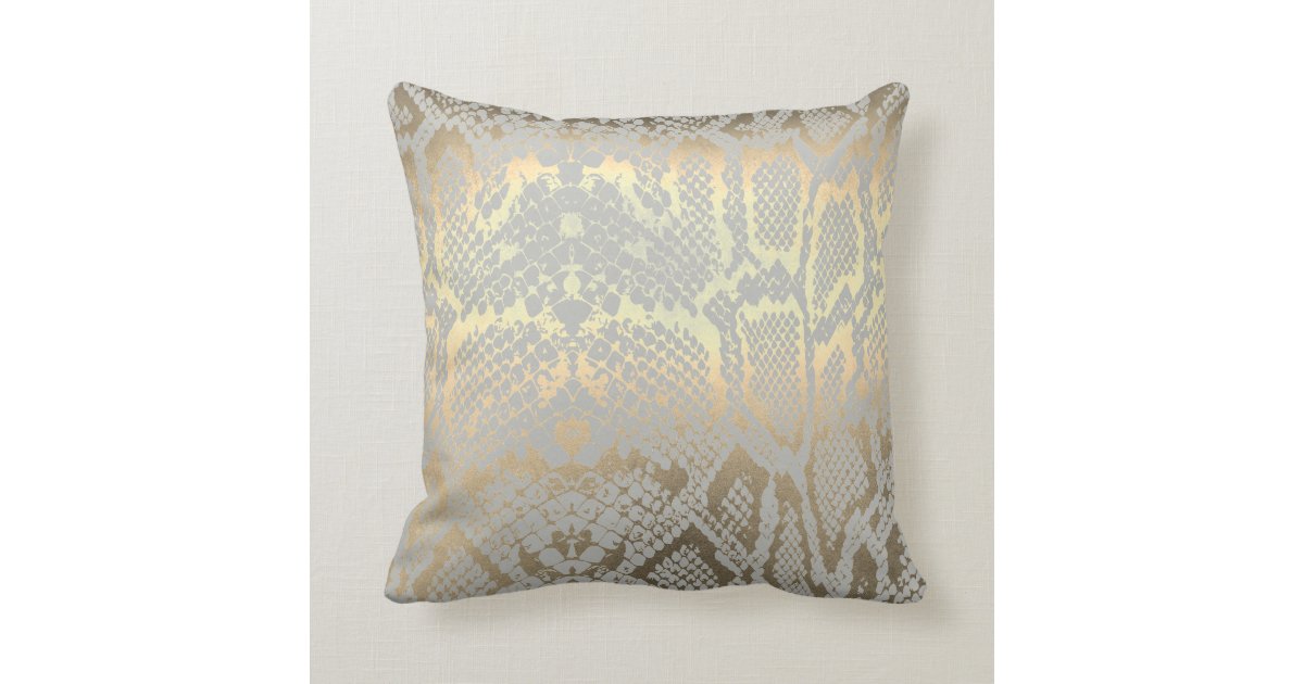 Contemporary Gold Gray Animal Python Snake Skin Throw Pillow | Zazzle.com