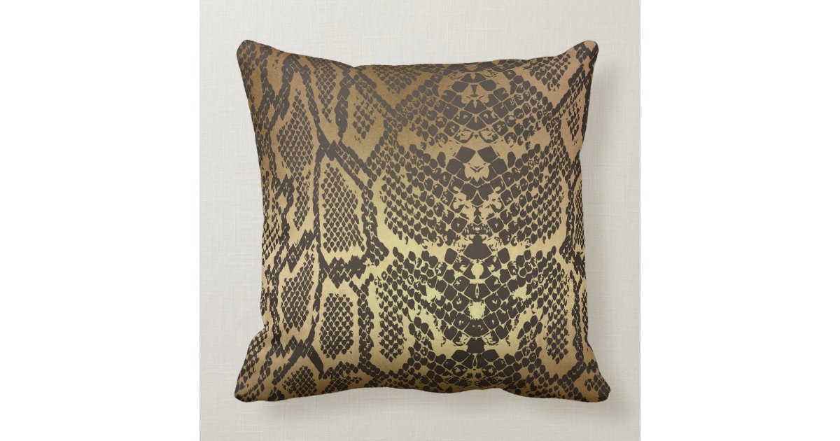 Contemporary Golden Black Python Snake Skin Throw Pillow | Zazzle.com