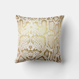 Contemporary Golden White Python Snake Skin Throw Pillow | Zazzle