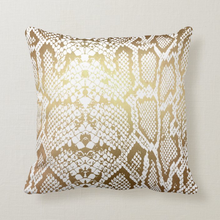 Contemporary Golden White Python Snake Skin Throw Pillow | Zazzle.com