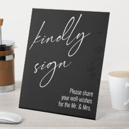 Contemporary Handwriting "Kindly Sign" Black Pedestal Sign | Zazzle