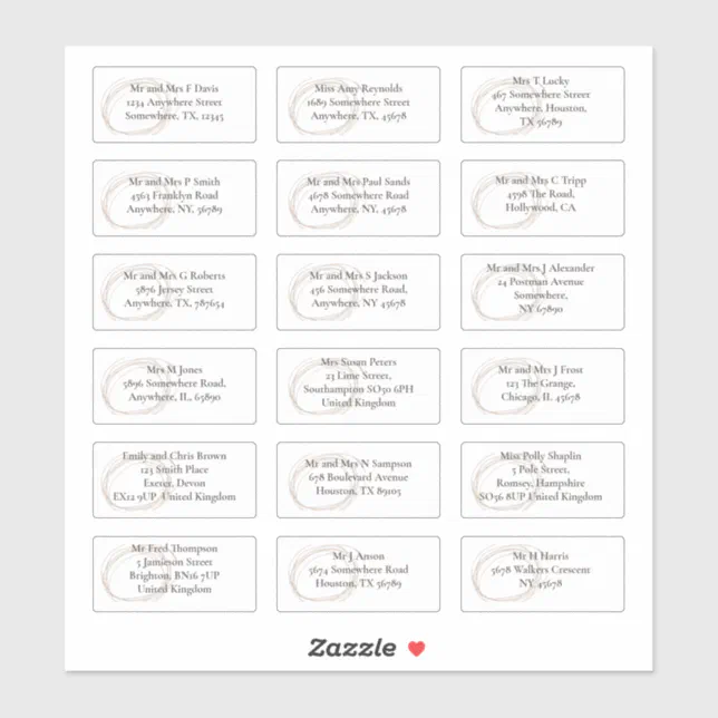Contemporary Individual Guest Name Addresses Sticker | Zazzle