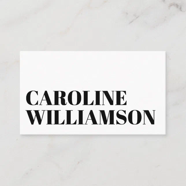 Contemporary Minimalist Bold Name Black White Busi Business Card | Zazzle
