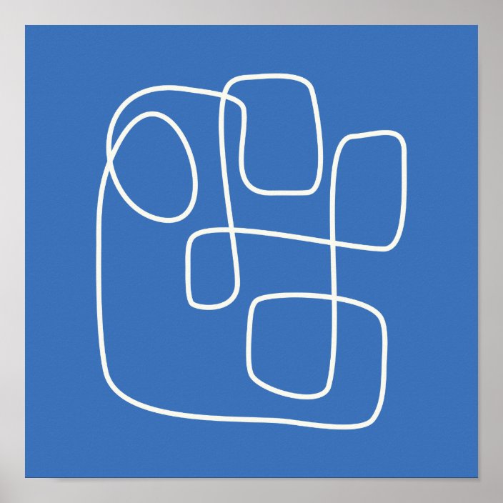 Contemporary Minimalist Line Art Drawing in Blue Poster | Zazzle.com