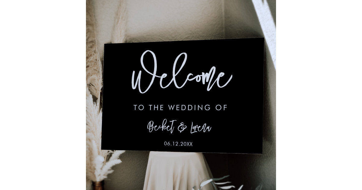 Contemporary modern black wedding welcome sign | Zazzle