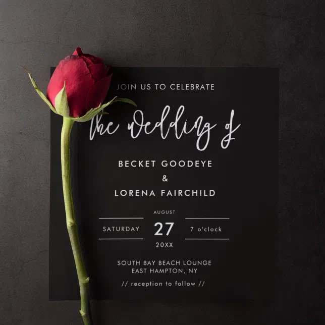 Contemporary modern Square black wedding Invitation | Zazzle