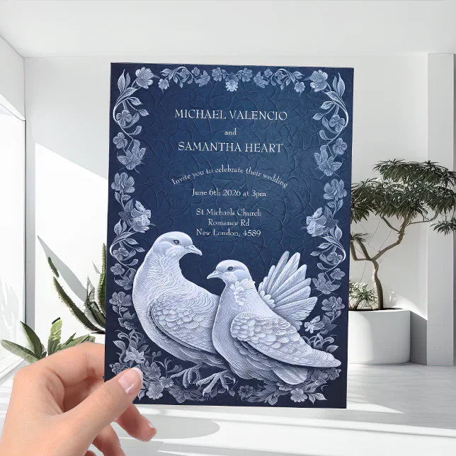 Contemporary Modern White Doves Wedding Invitation | Zazzle