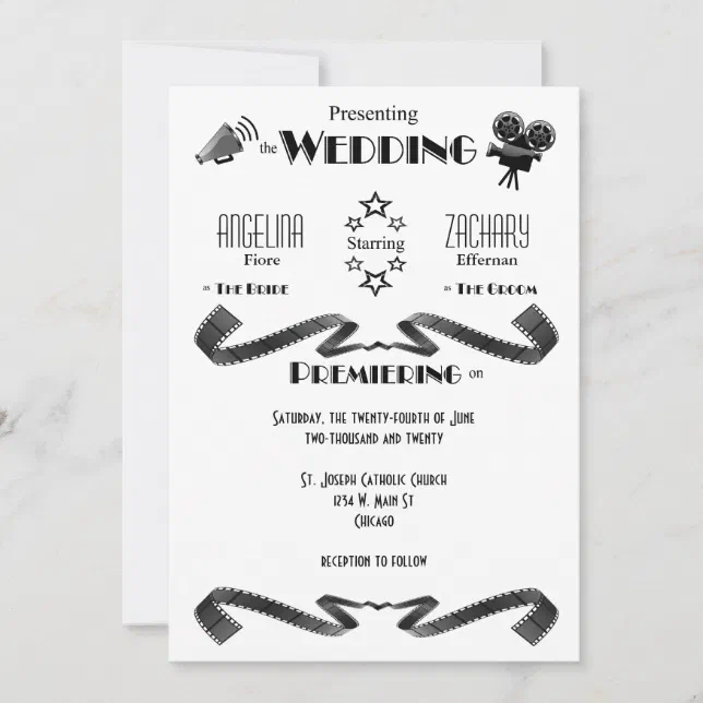 Contemporary Movie Fan Wedding Invitation | Zazzle
