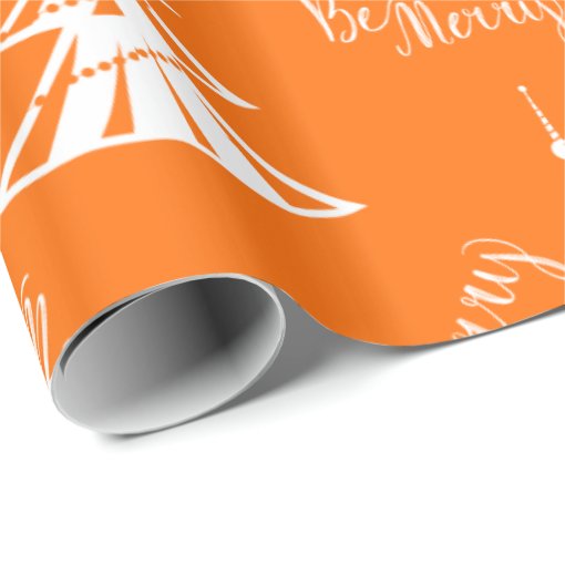 Contemporary Orange and White Christmas Wrapping Paper | Zazzle