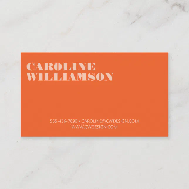 Contemporary Orange Minimalist Bold Name Logo Business Card | Zazzle