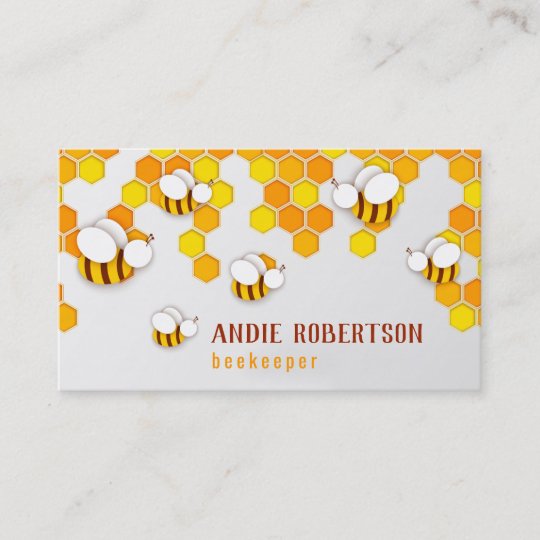 Contemporary Papercut Bees & Honeycomb Beekeeper Business Card | Zazzle.com