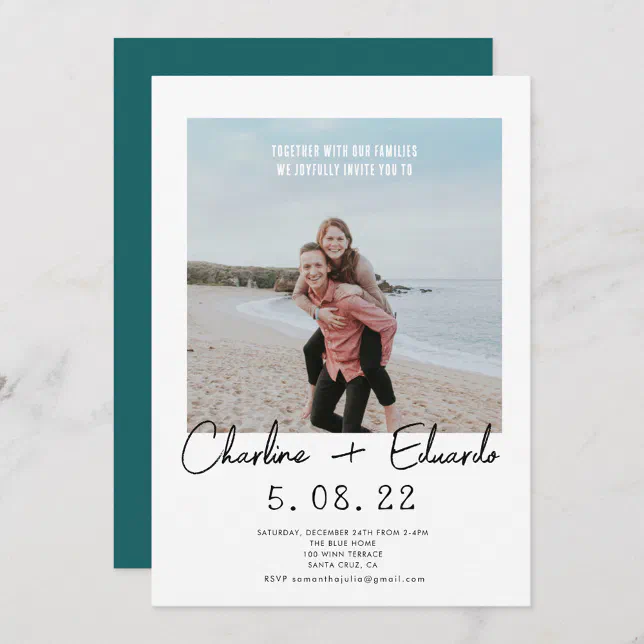 Contemporary Photo Hand lettering Wedding Invitation | Zazzle