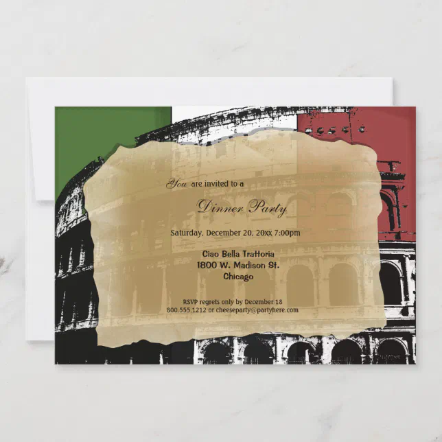 Contemporary Roman Coliseum Dinner Party Invite | Zazzle