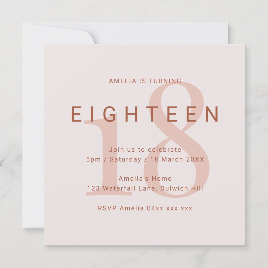 Contemporary Rose 18th Birthday Party Invitation | Zazzle