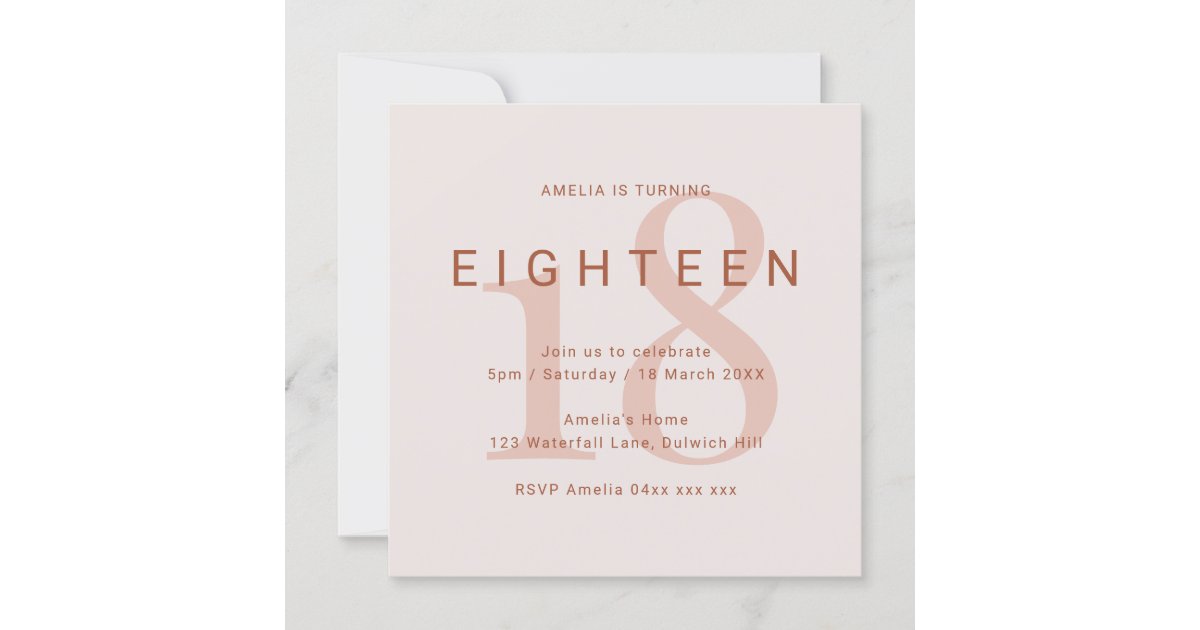 Contemporary Rose 18th Birthday Party Invitation | Zazzle