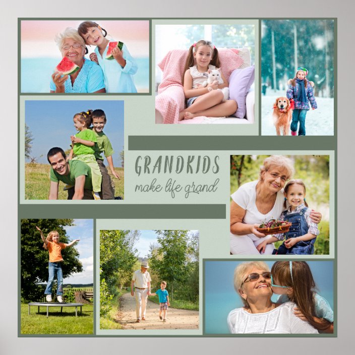 Contemporary Square Photo Collage for Grandparents Poster | Zazzle.com