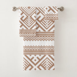 Contemporary Taupe, Linen, Brown Patterned Bath Towel Set | Zazzle