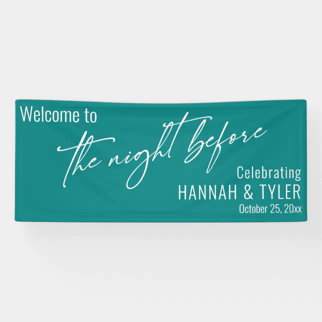 Contemporary Teal The Night Before Welcome Banner | Zazzle