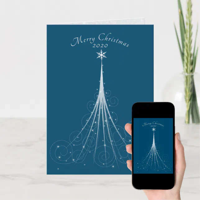 Contemporary white holiday star tree card | Zazzle