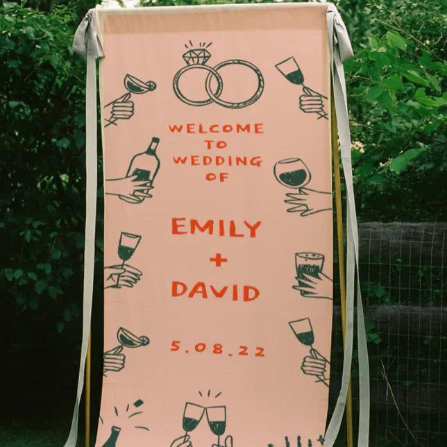 ContemporaryHandwriting Retro Wedding Retractable Banner | Zazzle