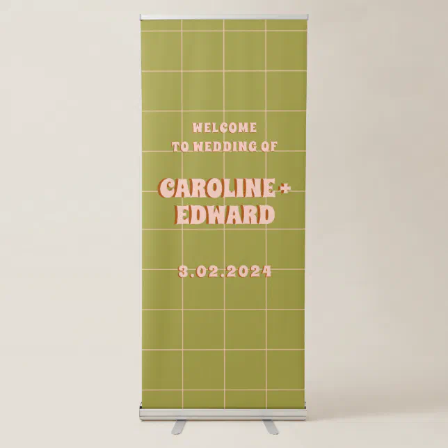 ContemporaryHandwriting Retro Wedding Retractable Banner | Zazzle