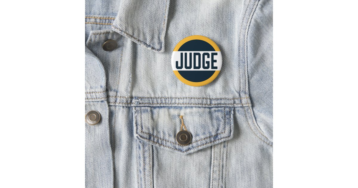 Contest Judge Badge Yellow Blue Button | Zazzle
