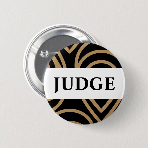Contest Judge Modern Black Gold Badge Button | Zazzle