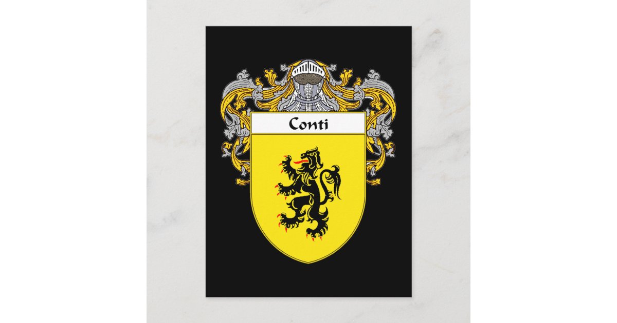 Conti Coat of Arms (Mantled) Postcard | Zazzle