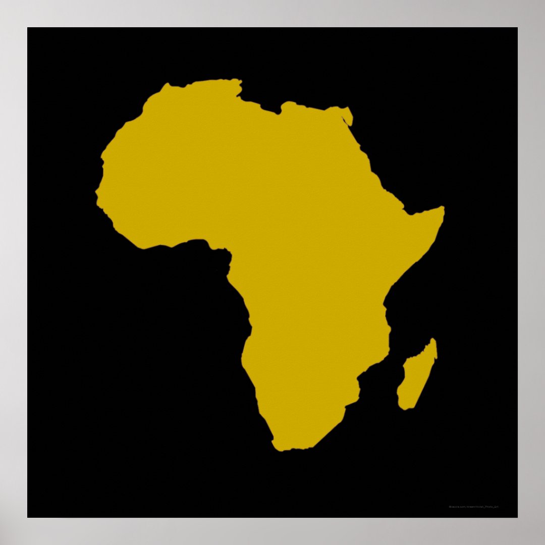 "Continent of Africa - Bold Gold" Poster | Zazzle