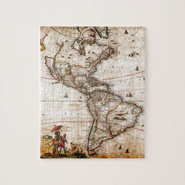 Continent of America Old Map Jigsaw Puzzle | Zazzle