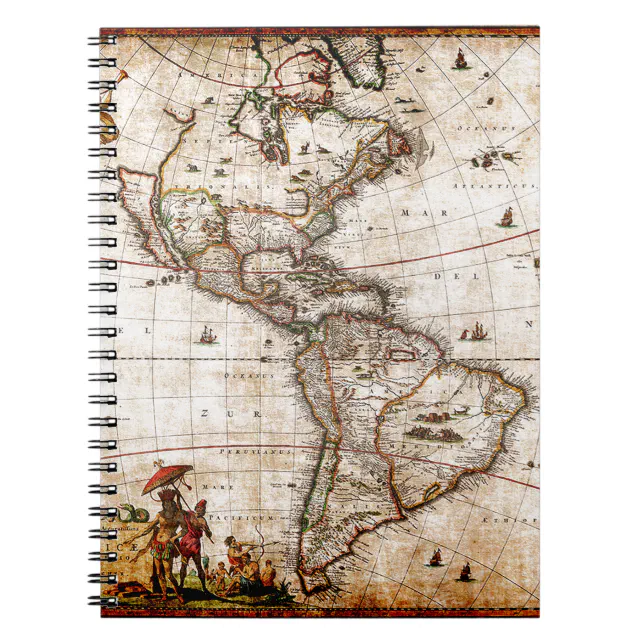 Continent of America Old Map Notebook | Zazzle