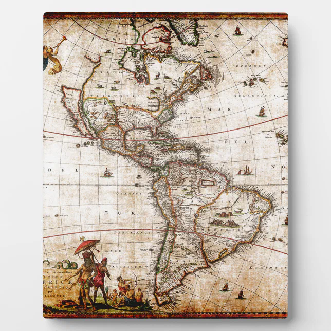 Continent of America Old Map Plaque | Zazzle