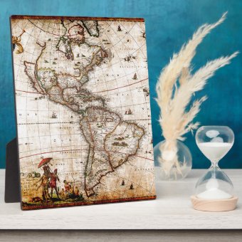 Continent of America Old Map Plaque | Zazzle