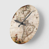 Continent of America Old Map Round Clock | Zazzle