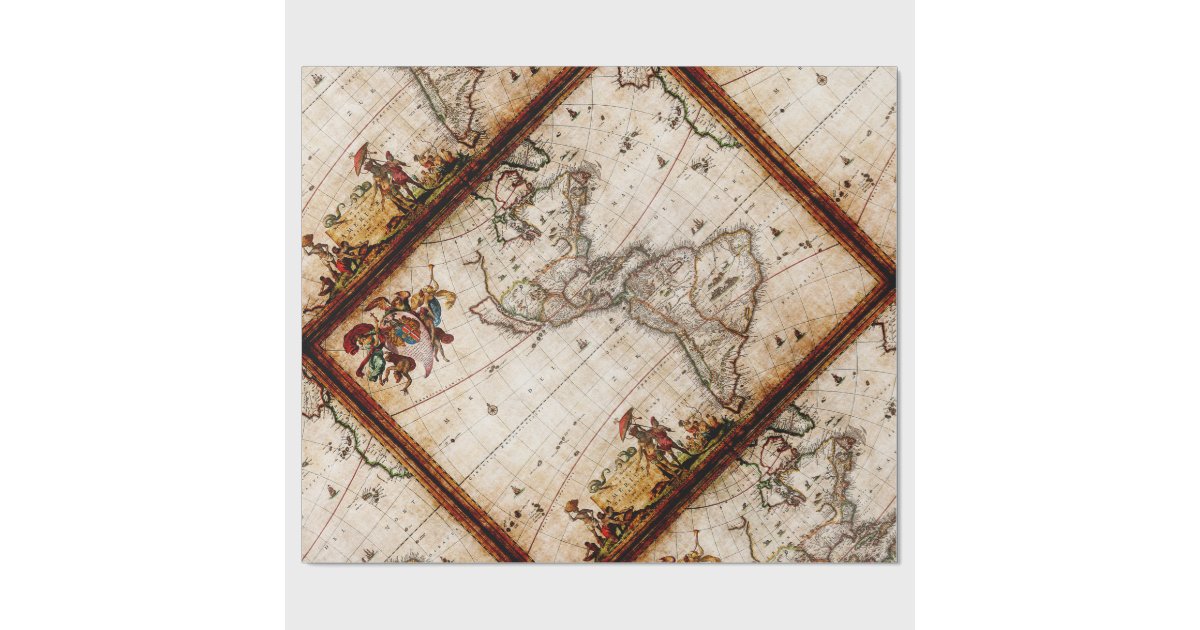 Continent of America Old Map Wrapping Paper | Zazzle