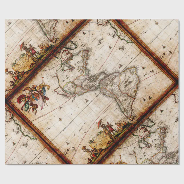 Continent of America Old Map Wrapping Paper | Zazzle