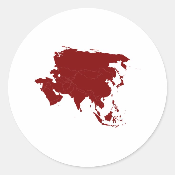 Continent of Asia Classic Round Sticker | Zazzle