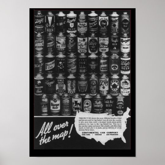 Continental Can Company Cone Top Beer Can Poster | Zazzle.com