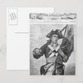 Continental Soldier holding a musket flag Postcard | Zazzle