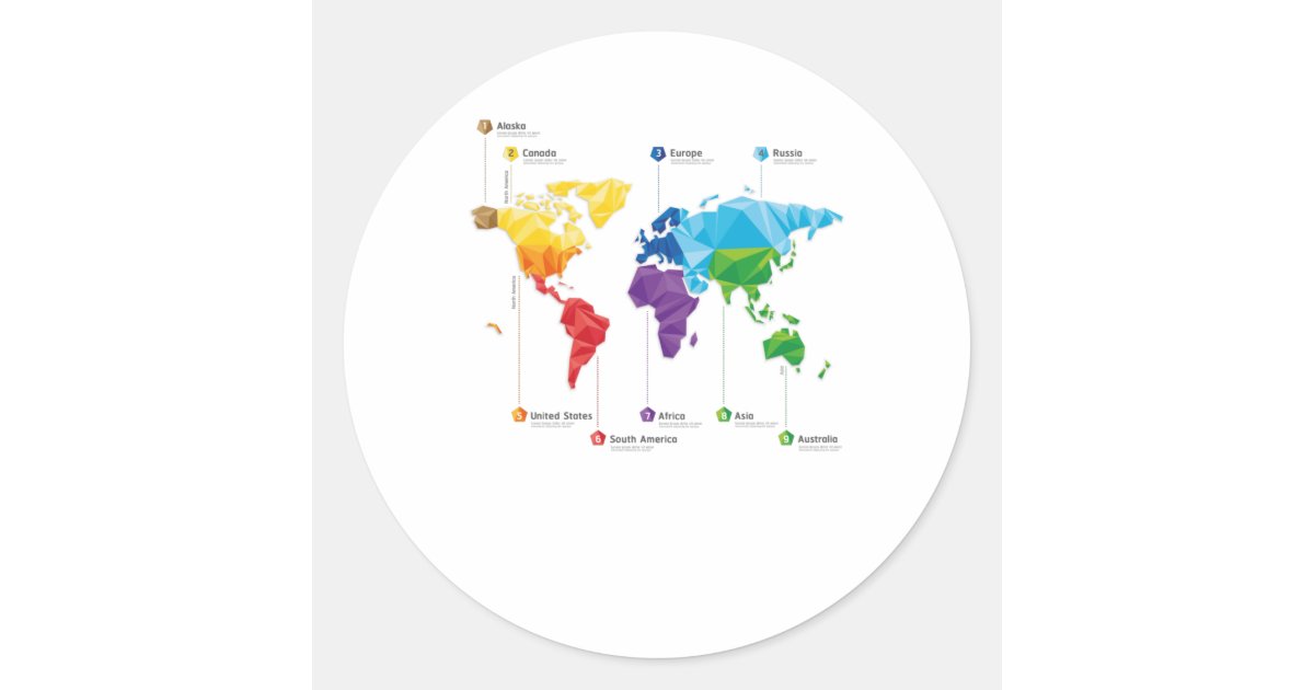 Continents Classic Round Sticker | Zazzle
