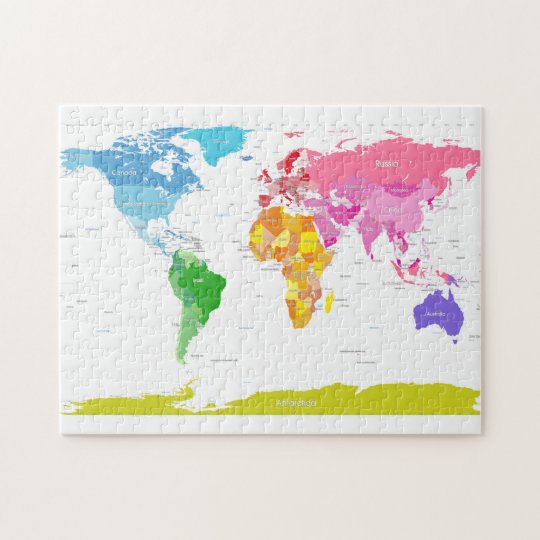 Continents World Map Jigsaw Puzzle | Zazzle.com