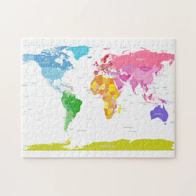 Continents World Map Jigsaw Puzzle | Zazzle